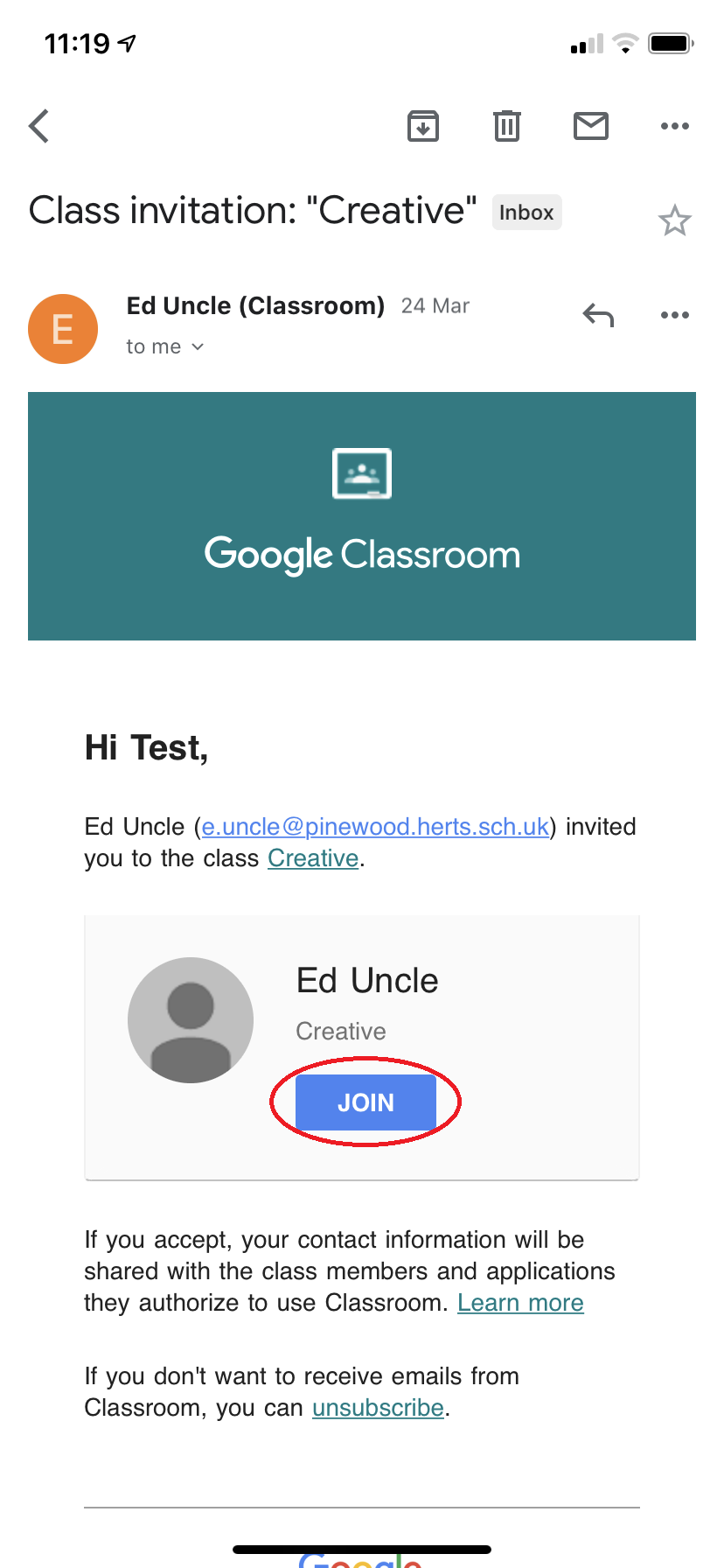 Google Classroom – Joining a class on a mobile device - Pinewood School ...