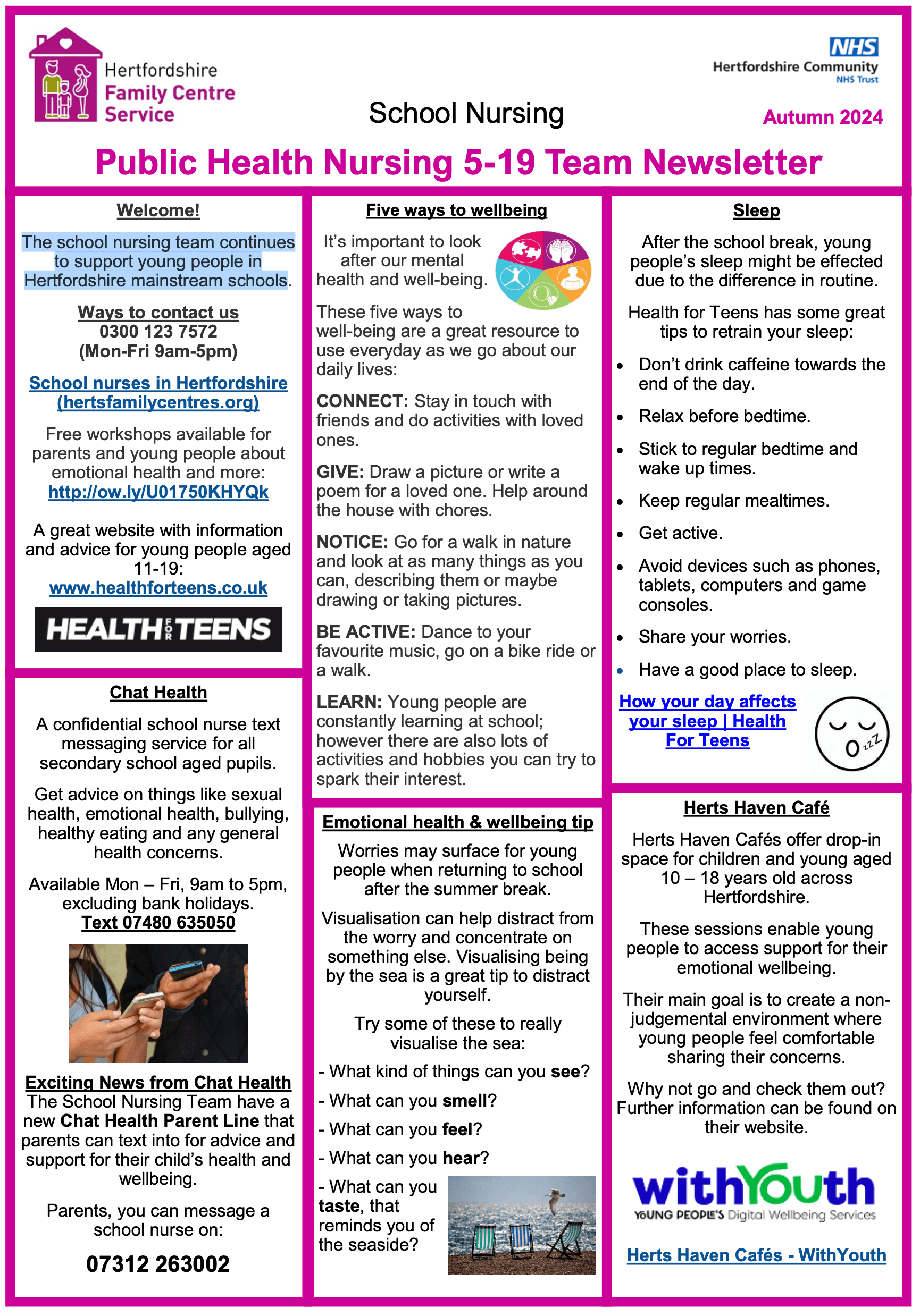 Public Health Nursing 5-19 Team Newsletter - Pinewood School Academy Trust